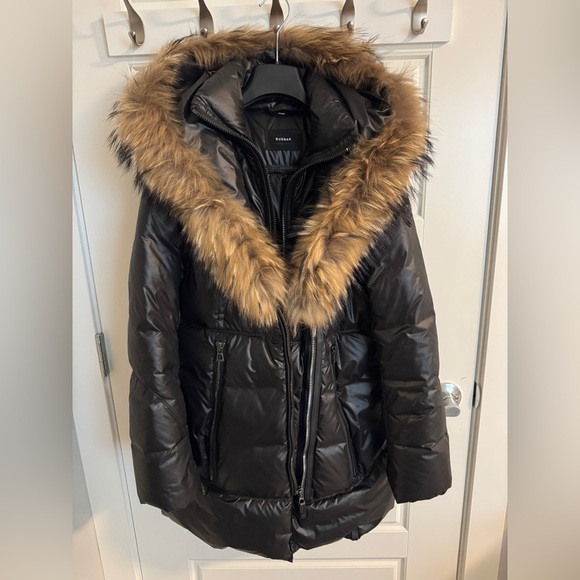 RUDSAK | Jackets & Coats | Rudsak Martina Black Puffer Coat With Brown ...